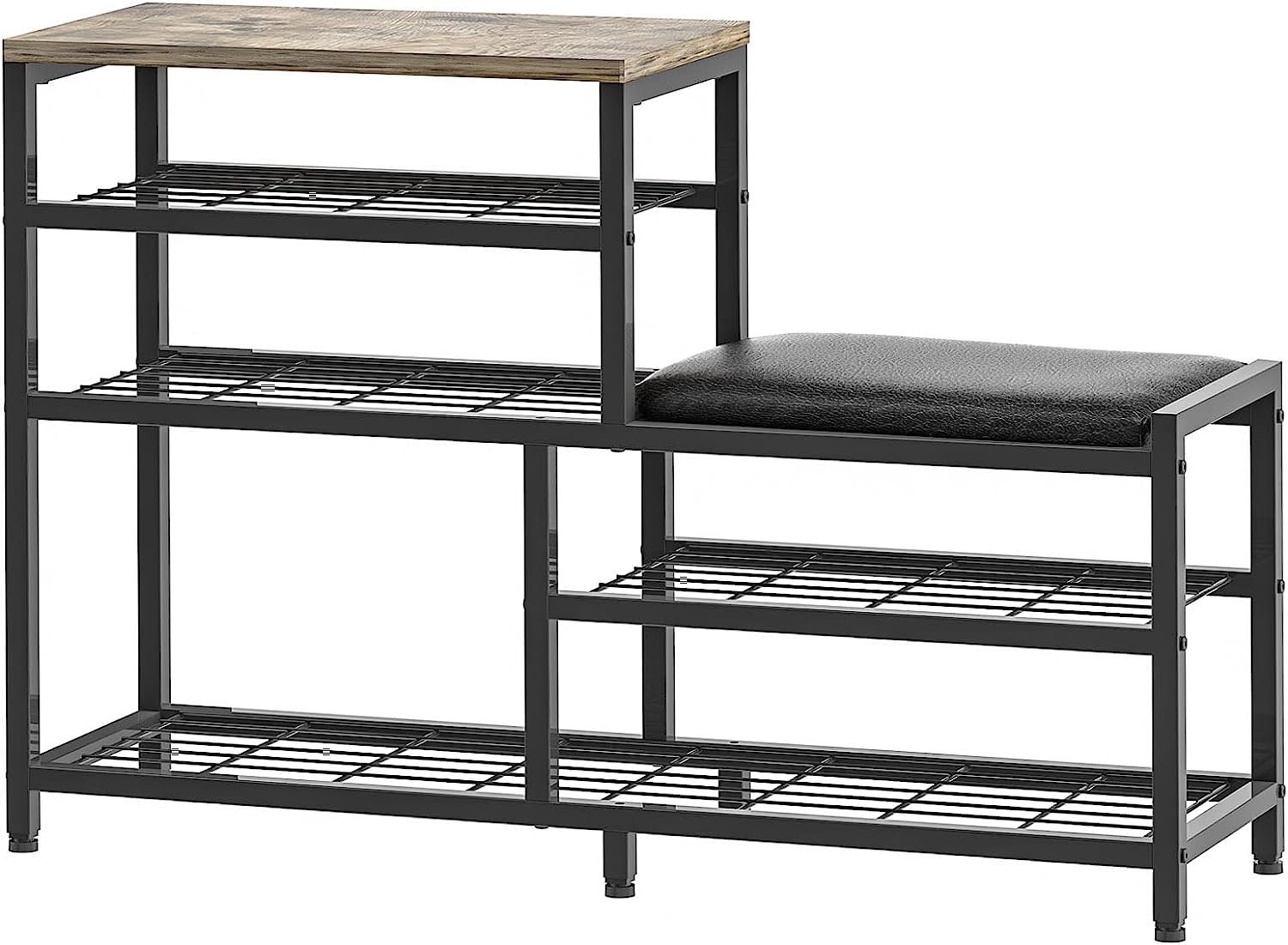SHMAMT Shoe Rack Bench 5-Tier Shoe Storage with Seat Industrial ...