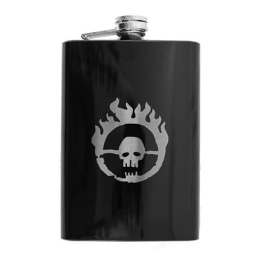Hip Flask Plus Stainless Steel 8oz Black Flask - Sugar Skull Pattern ...
