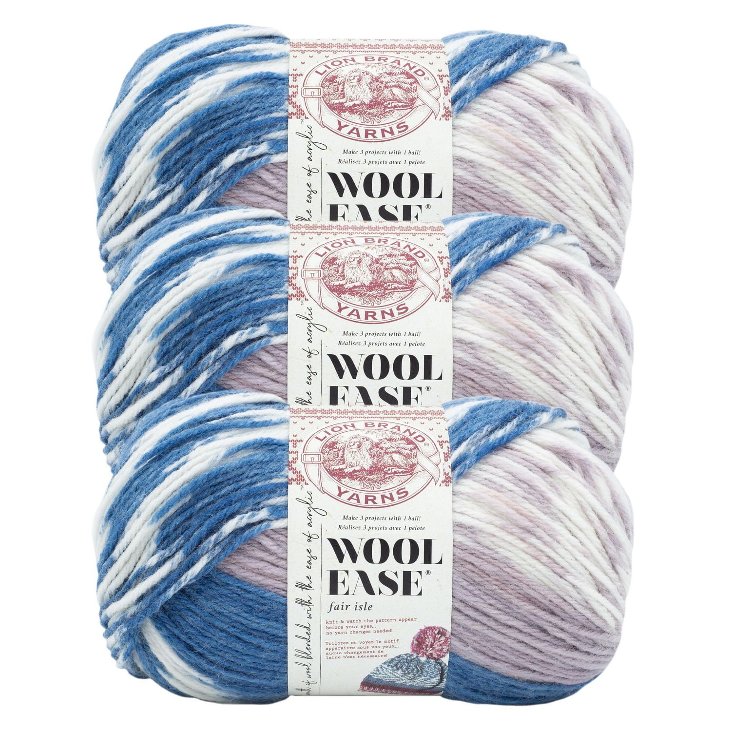 Lion Brand Wool-Ease Fair Isle Yarn #4 Medium/Worsted Acrylic/Wool Yarn ...