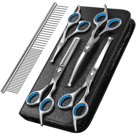 BlueDog Grooming Scissors Kit Professional Safety Thinning Shears Comb ...