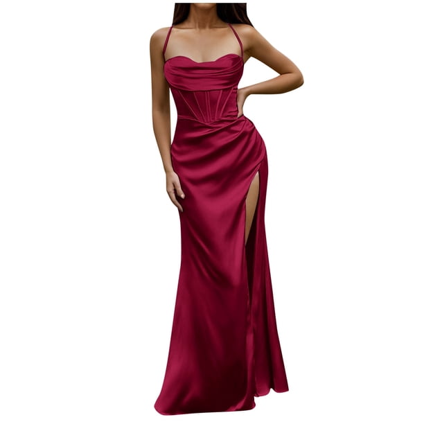 Wyzesi Cocktail Dresses for Women Short Red Women Satin Corset Maxi ...