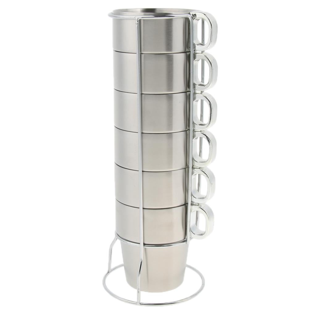 Set of Stainless Steel Coffee Mugs Drinking Cups - 10oz Stackable ...