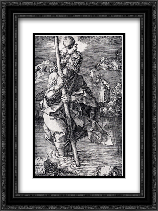 Albrecht Durer 2x Matted 18x24 Black Ornate Framed Art Print 'St ...