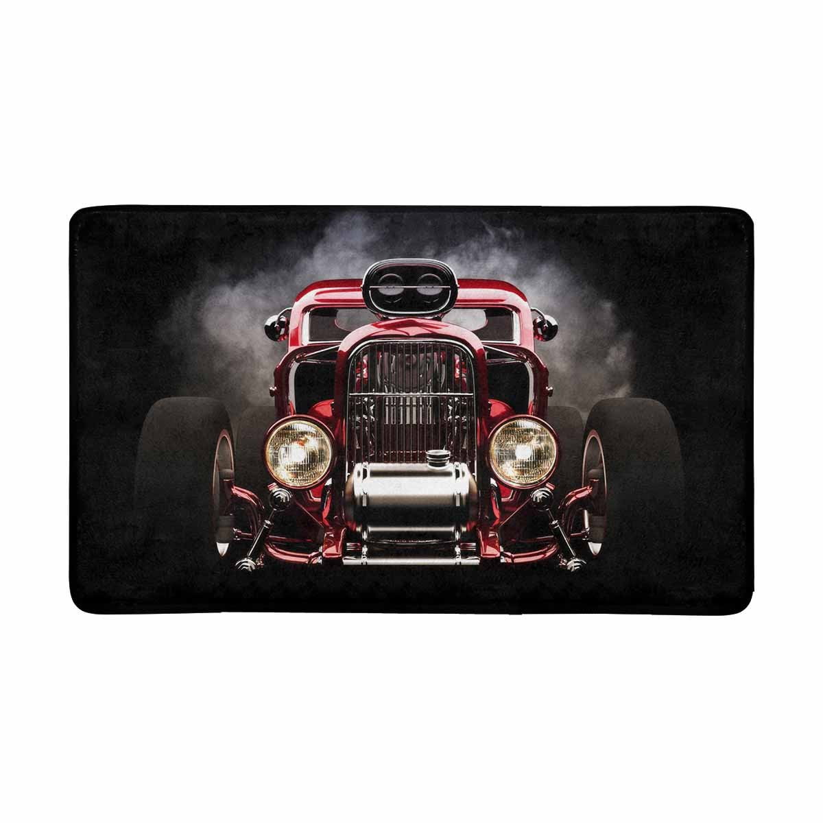 MKHERT Cool Retro Red Hot Rod Roadster with Smoke Background Doormat ...
