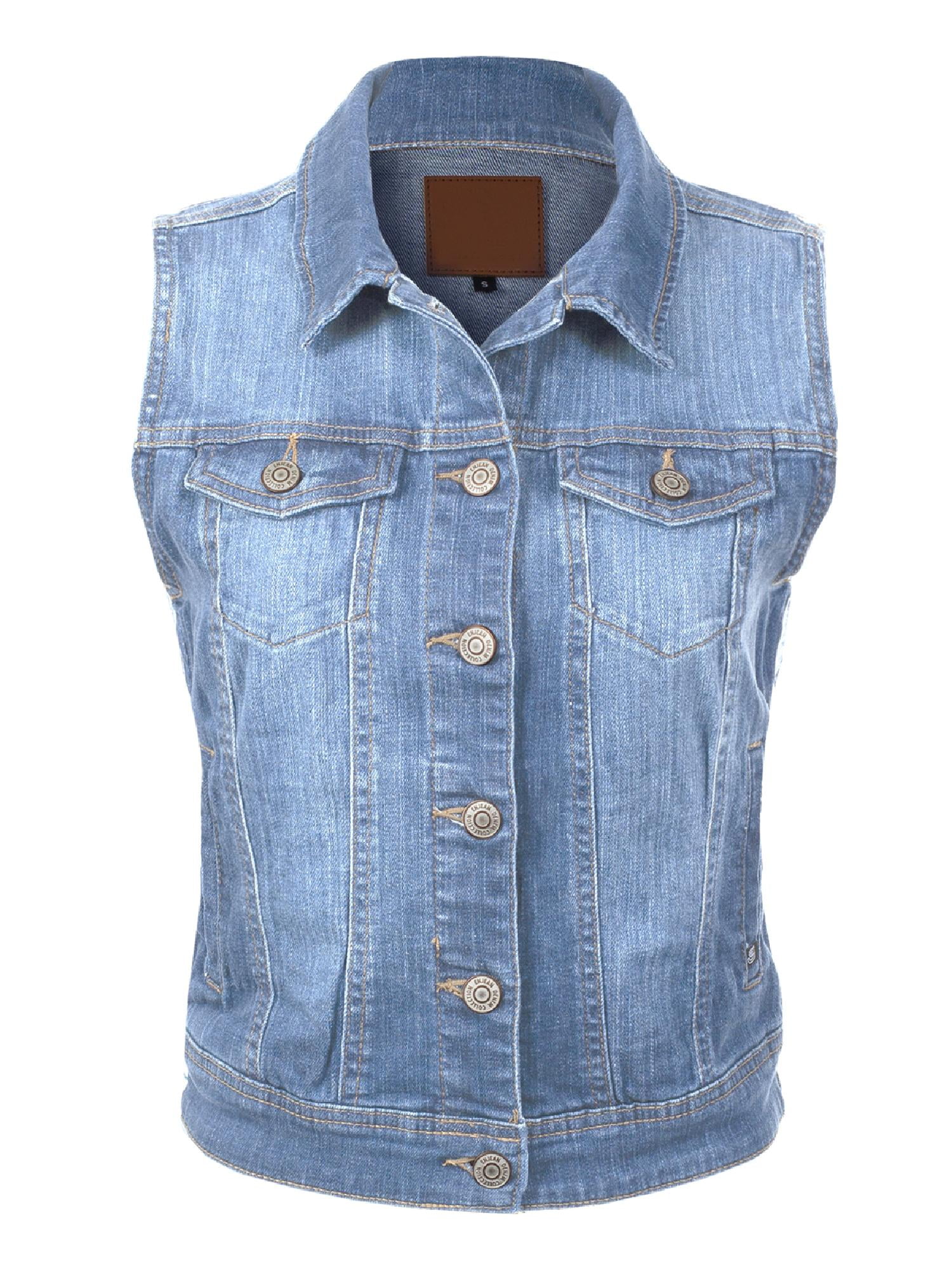 Made by Olivia Women's Sleeveless Distressed Cropped Stone Washed ...