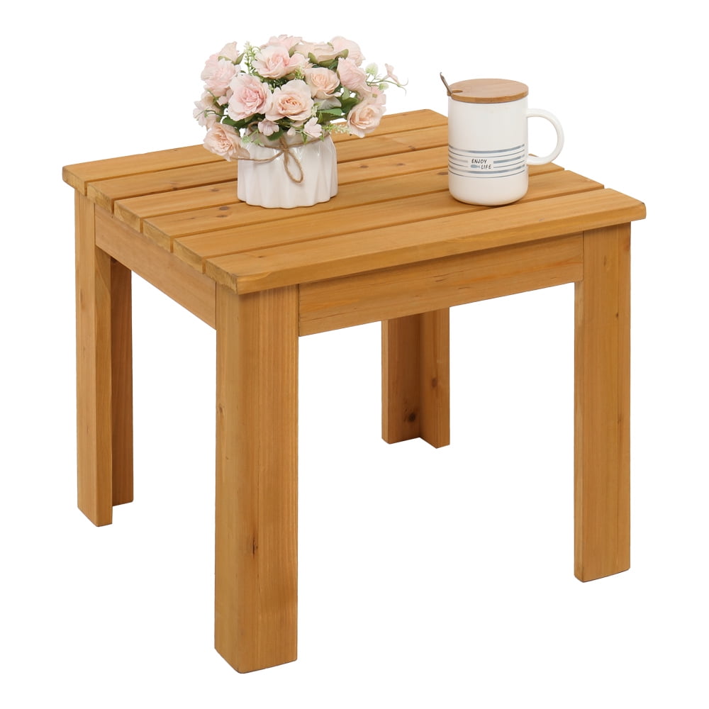 Small End Table, Square Wood Side Table for Indoor & Outdoor, Corner ...