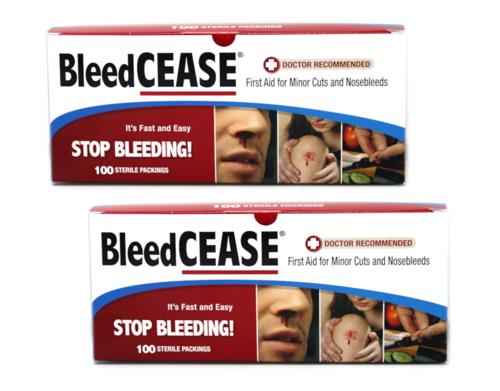 BleedCEASE First Aid For Minor Cuts & Nosebleeds, 100 Sterile Packings ...