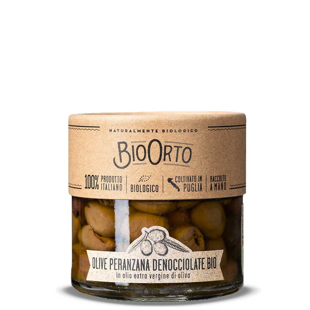 Bio Orto Organic Pitted Olives in Peranzana Extra Virgin Olive Oil ...