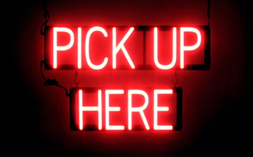 SpellBrite PICK UP HERE LED Sign for Business. 23.4" x 15.0" Red PICK ...