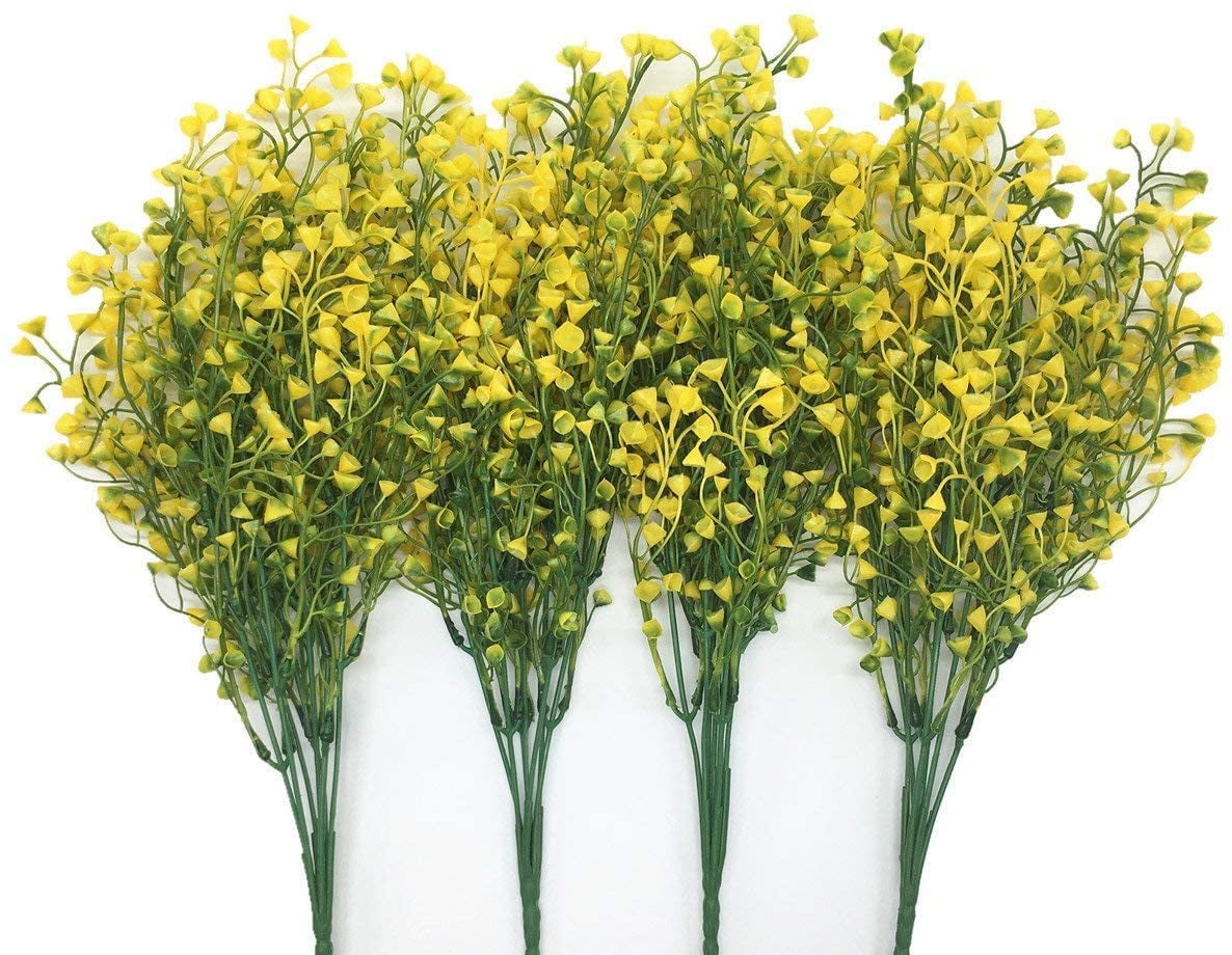 ZOELNIC 4 Bundle Artificial Bell Leaves, Plastic Shrubs Leaves Plants ...