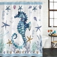 Blue Seahorse Shower Curtain for Bathroom, Ocean Watercolor Blue ...