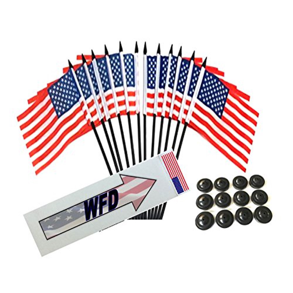 BOX of 12 United States 4"x6" Miniature Desk & Table Flags With 12 Flag ...