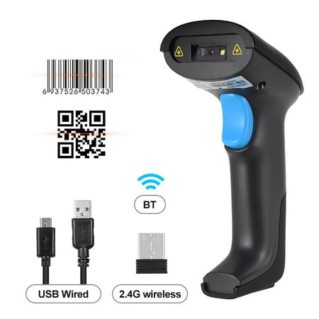Aibecy Handheld 3-in-1 Barcode Scanner BT & 2.4G Wireless & Wired 1D 2D ...