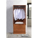 Hodedah Two Door Wardrobe with Two Drawers and Hanging Rod, Cherry ...