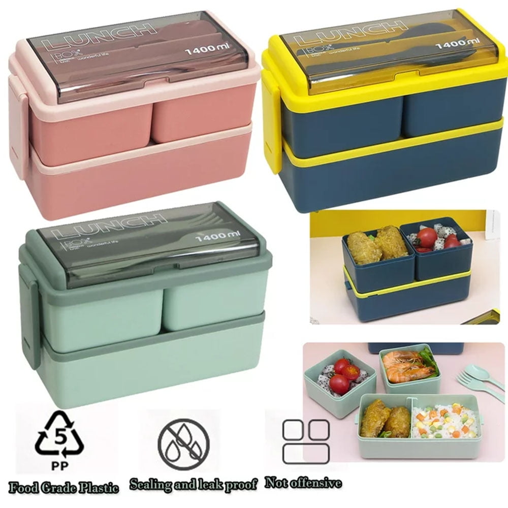 LNGOOR Kids Bento Box ,1400ML Leakproof Lunch Containers Cute Lunch ...
