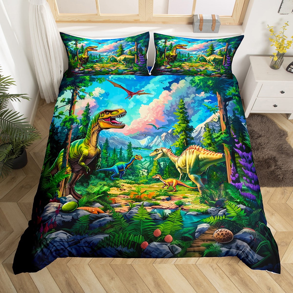 Click here for Erosebridal Jungle Dinosaur Duvet Cover  Cartoon W... prices