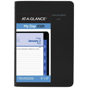 AT-A-GLANCE DayMinder 2025 Daily Appointment Book Planner Black Small 5 ...