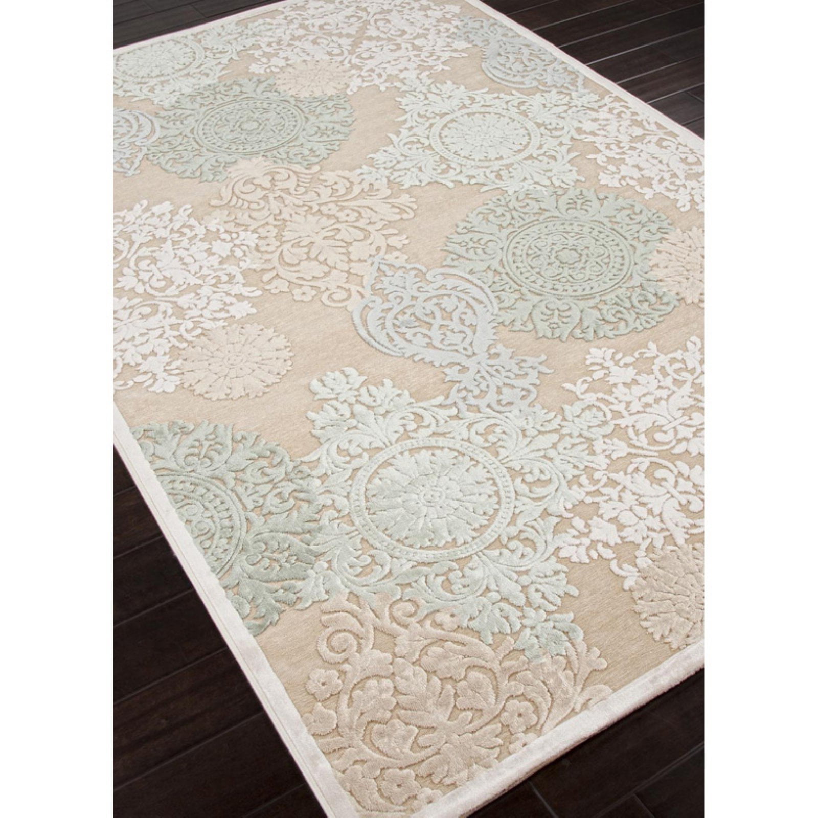 Jaipur Fables Wistful Transitional Floral Pattern Viscose/Chenille Rug ...