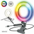Bower 6-inch Compact RGB & White LED Ring Light with Clamp; Black ...