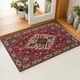 Doormat Bathroom Rugs 24x35in, Ethnic Red Vintage Floral Pattern Non ...