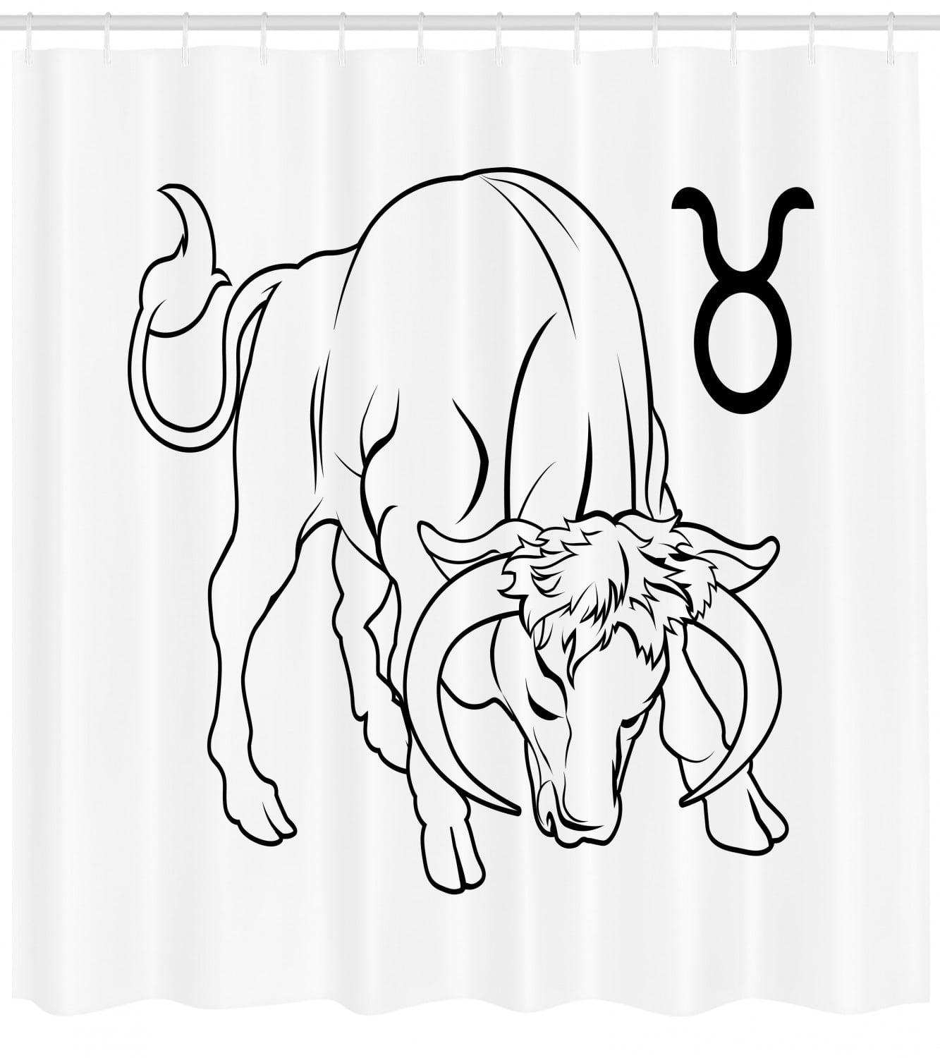 Zodiac Taurus Shower Curtain, Hand Drawn Style Bull Outline with ...