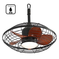 Sofucor 20 Inch Matte Black Outdoor Ceiling Fan with LED Light, IP55 ...
