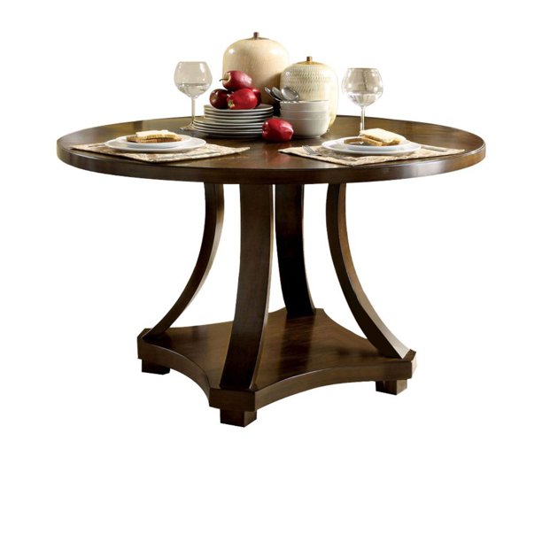 Transitional Round Dining Table, Dark Walnut Brown - Walmart.com
