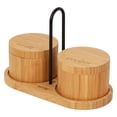 Salt and Pepper Cellar Set with Spoon Lid Tray by HTB, Bamboo Round ...