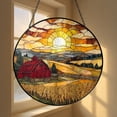 Autumn Farm Scene Glass Style Suncatcher – Decorative Window Art ...