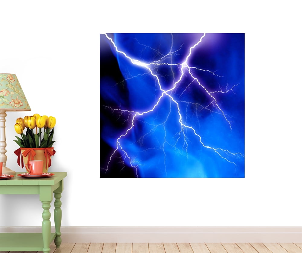 Blue Lightning Wall Mural WM340128 by Wallmonkeys (36 in H x 36 in W ...