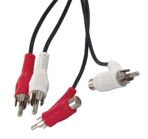 2 RCA Male - 2 RCA Female / Male PiggyBack Cable (12ft) - Walmart.com
