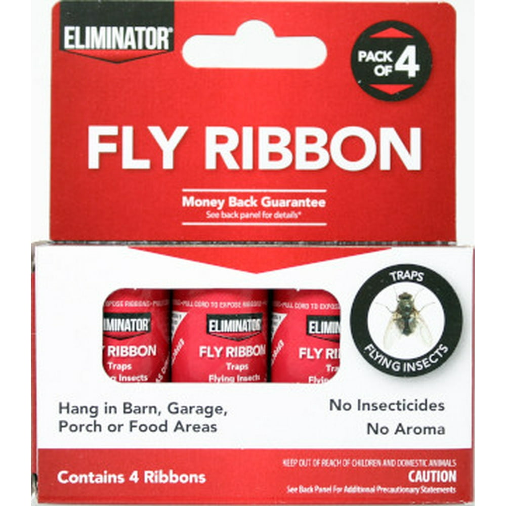 Eliminator 4 Pack Fly Ribbon, Non-Toxic, Poison-Free Pest Control ...