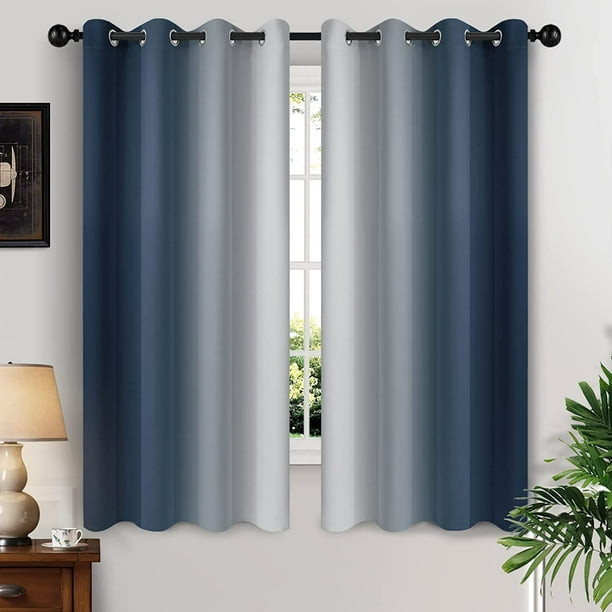 Yakamok Navy Blue Curtain for Bedroom/Living Room Blackout,Ombre ...