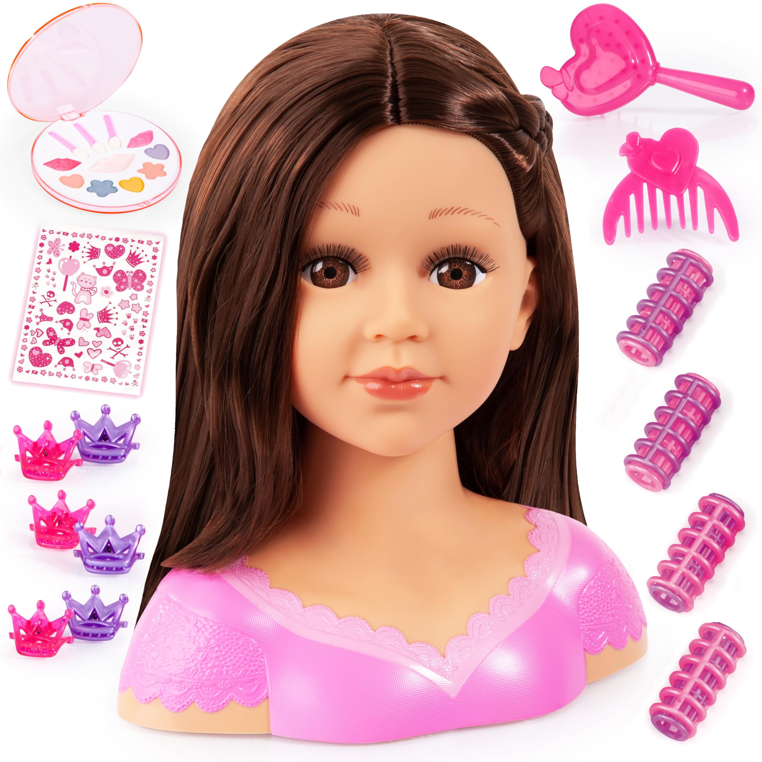 Bayer Design: Charlene Super Model Make Up Head, cabello castaño ...