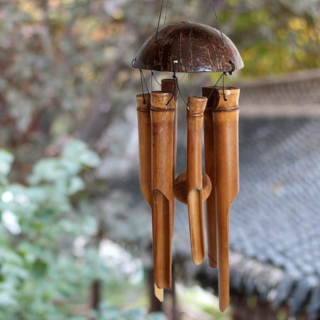 Cheers Natural Coconut Shell Bamboo Wind Chimes Bell Garden Home ...
