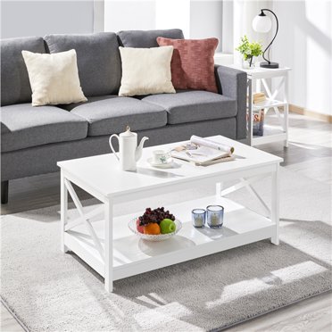 Athens Contemporary Wood Shelf Coffee Table - Walmart.com