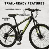 Mongoose 24-in. Excursion Mountain Bike, Unisex, 21 Speeds, Black ...