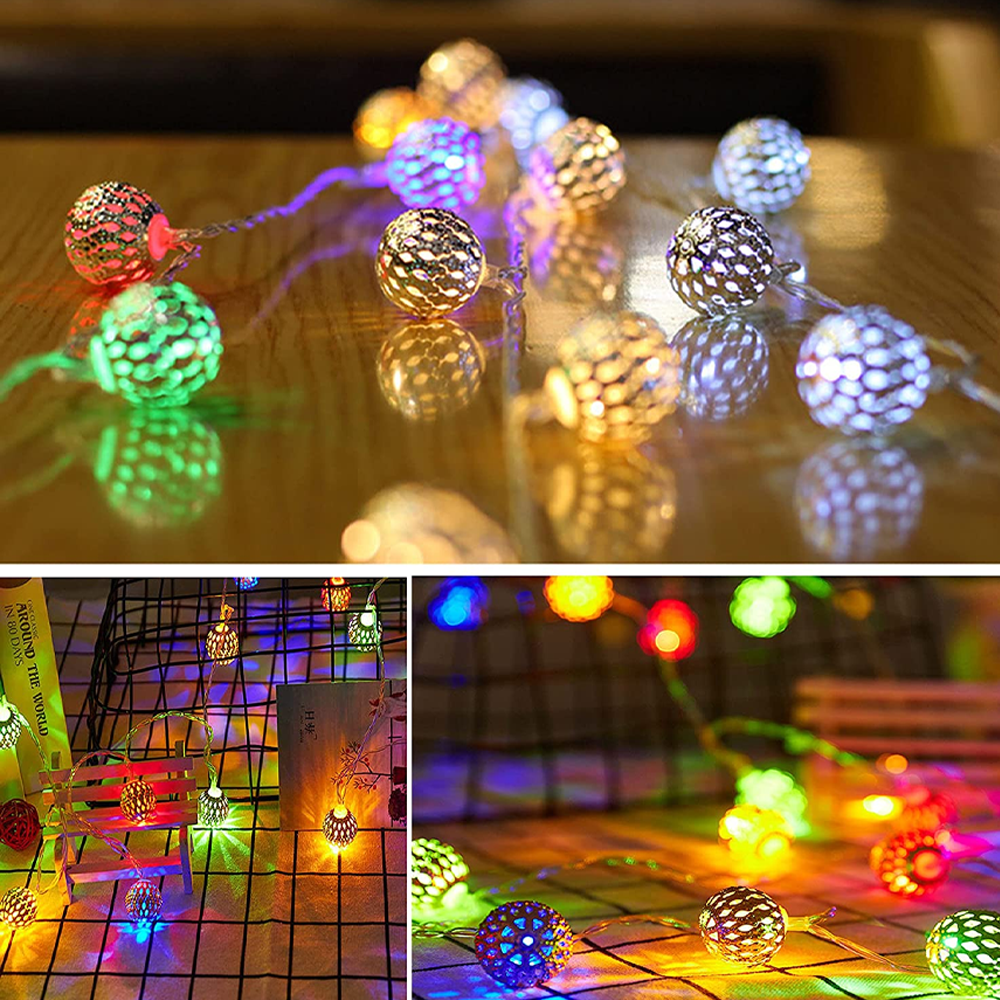 Solar String Lights - 15ft String Lights 20LED Solar Moroccan String ...