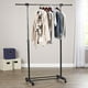 Zimtown Adjustable Rolling Clothes Rack Single-Bar Rail Hanging Garment ...