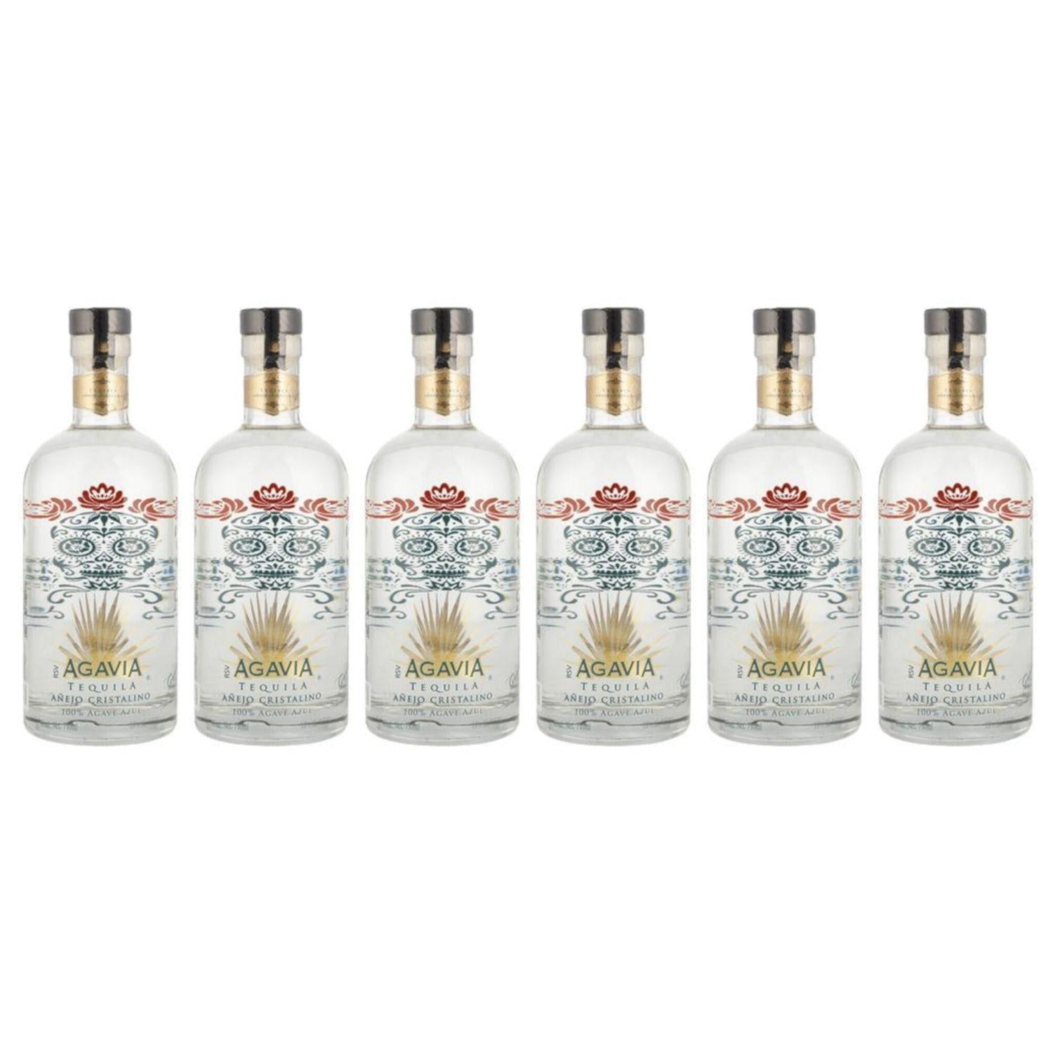 Pack de 6 Tequila Agavia Añejo Cristalino 750 ml | Bodega Aurrera en línea