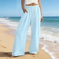 Bainana Womens Breathable Wide Leg Pants Solid Color Drawstring Elastic ...