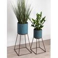Kate and Laurel Holmes Rustic Metal Planter with Frame Stand, Turquoise Blue - Walmart.com