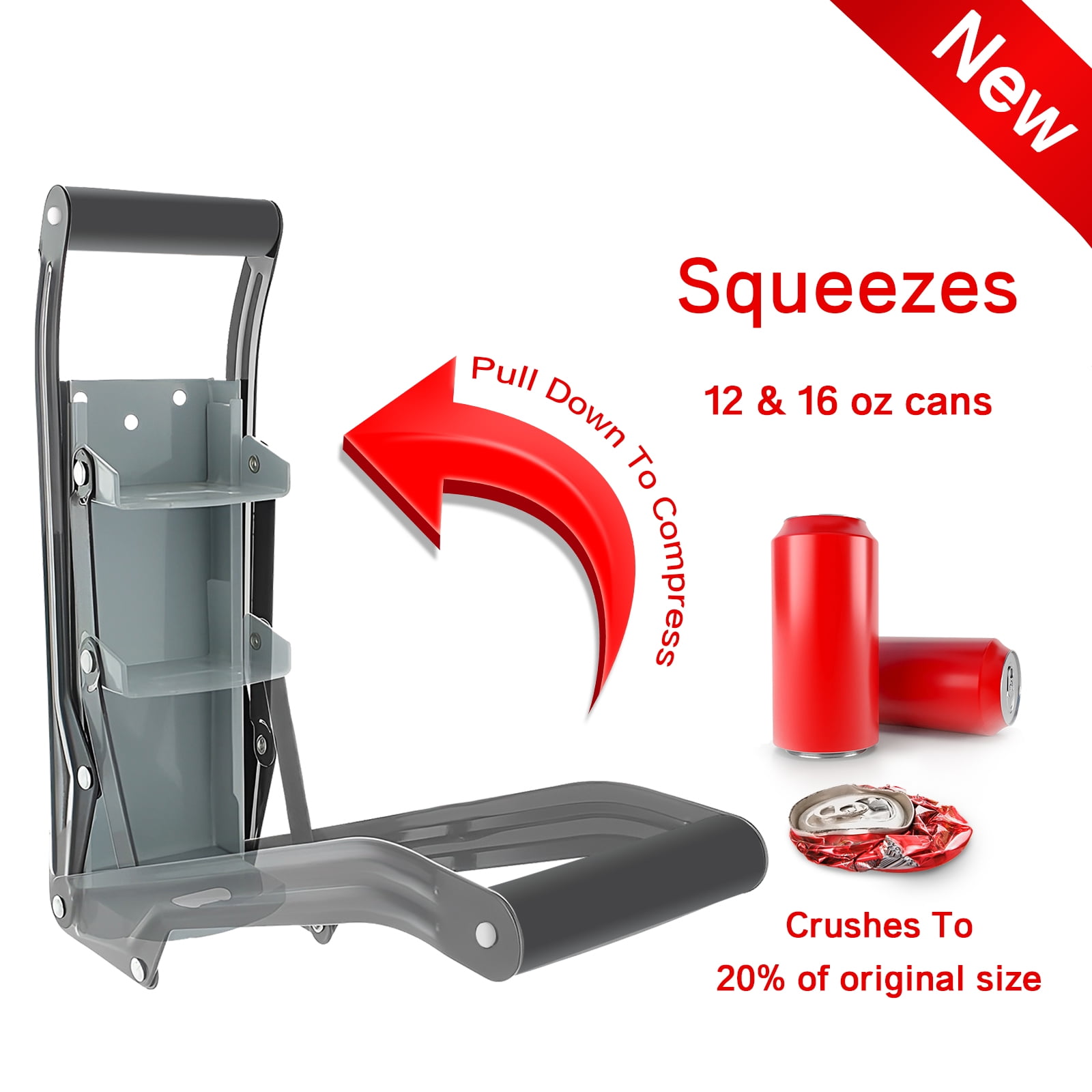 16 oz. Grey Aluminum Can and Bottle Crusher Heavy-Duty Wall-Mounted ...