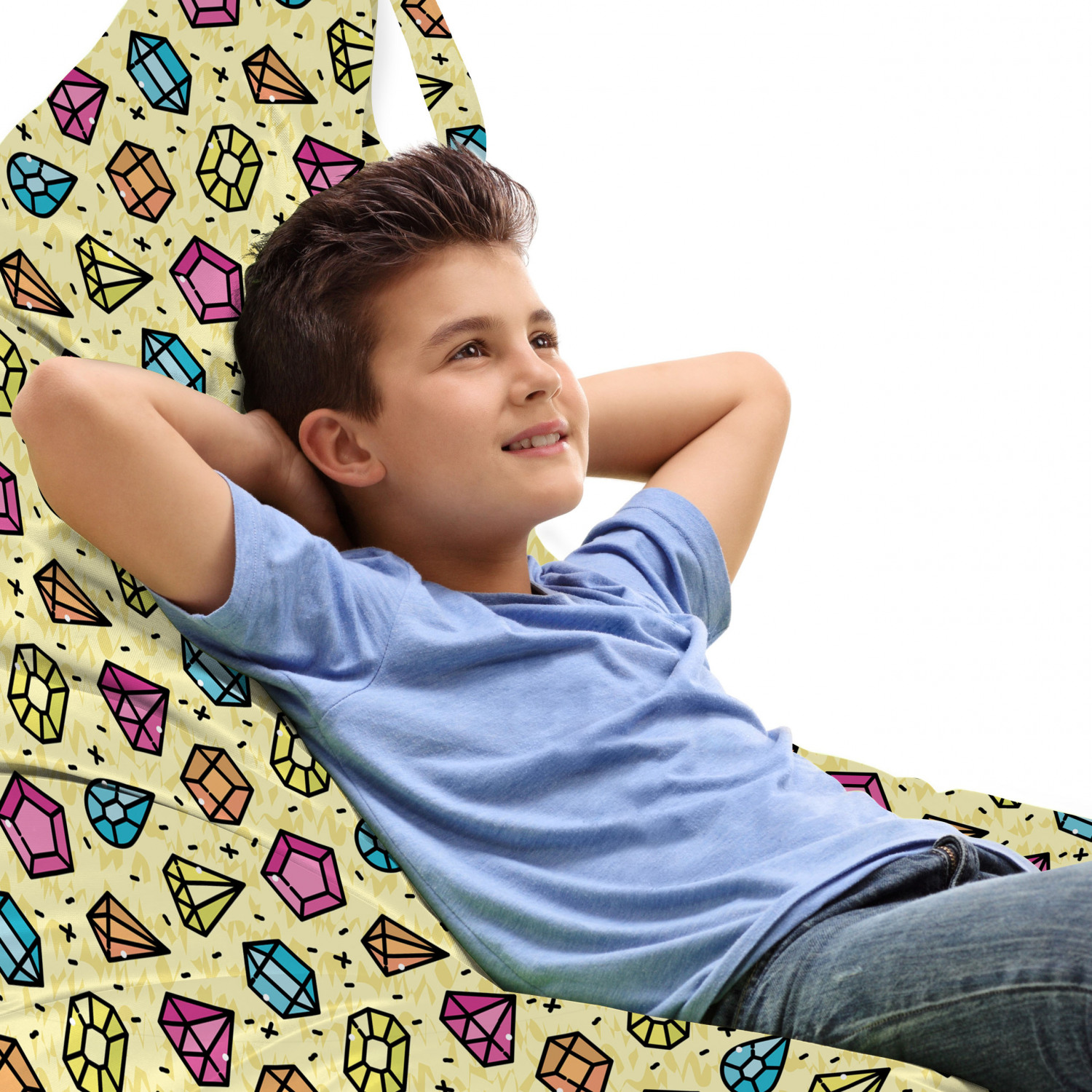 Gemstone Lounger Chair Bag, Treasure Cartoon with Natural Stones in ...