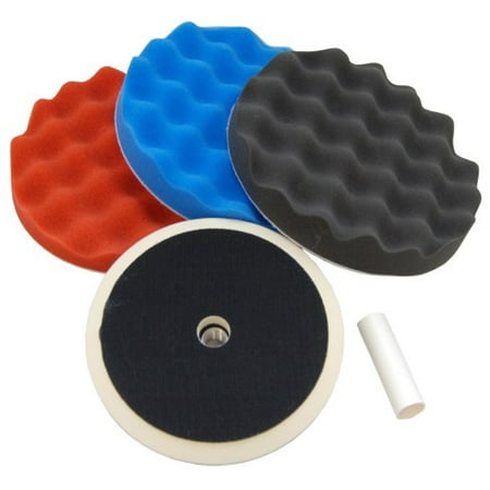Waffle Foam Buffing & Polishing Pad Kit w/ 3 - 8" Polish Pads Grip ...