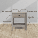 DecorTech Traditional Rectangular End Table with AC Power and USB ...