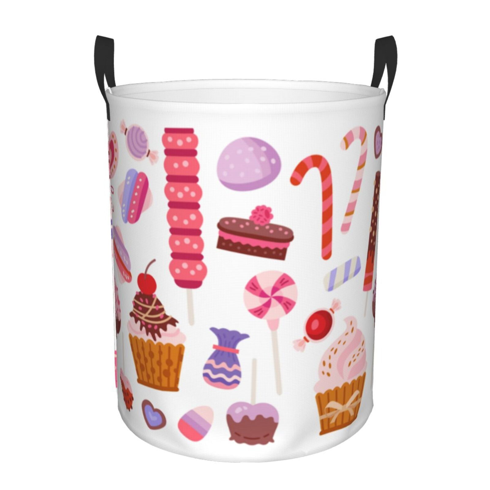 XMXT Collapsible Laundry Basket, Cartoon Hand Painted Dessert Polyester ...