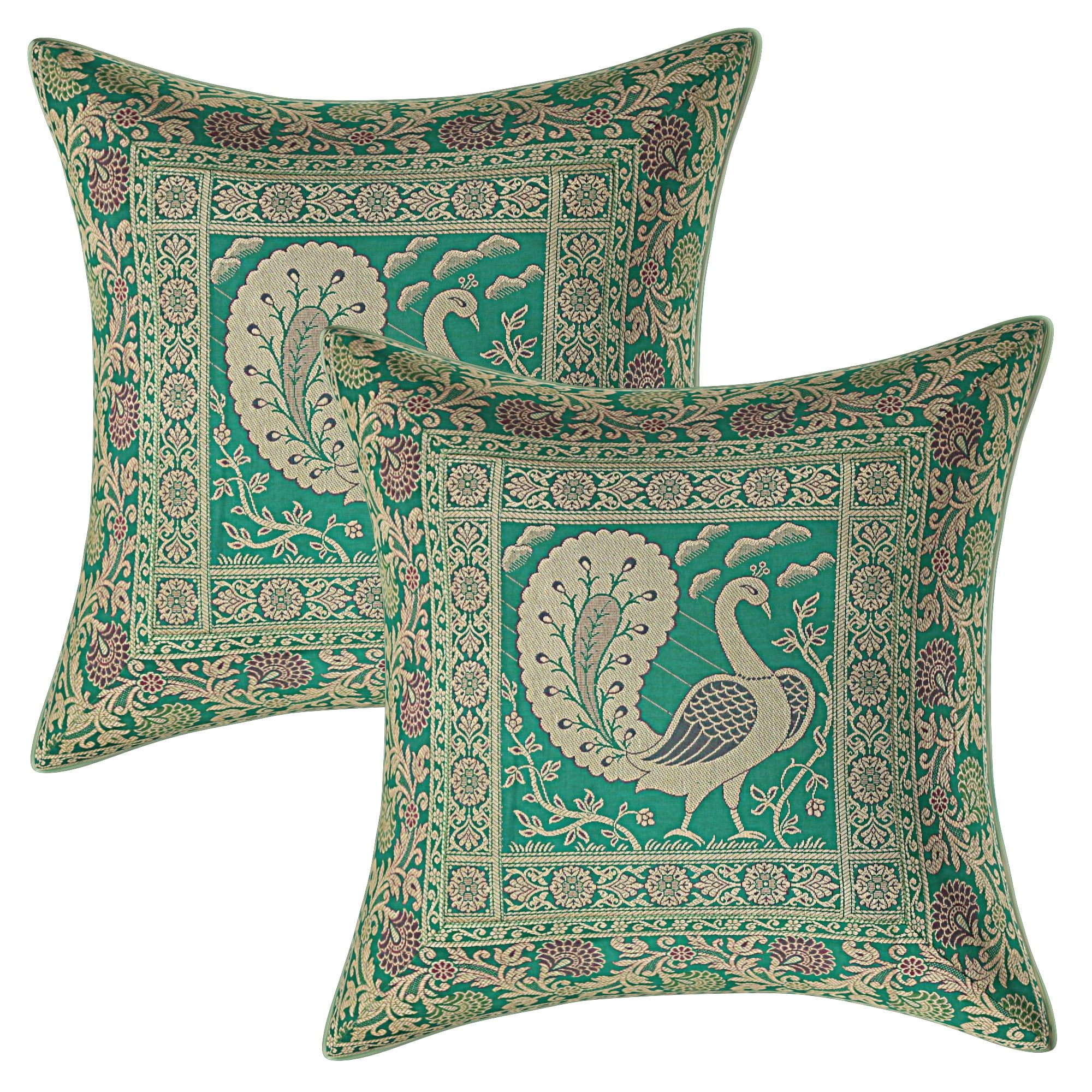 Stylo Culture Ethnic Bohemian Brocade Emerald Green And Gold Throw ...