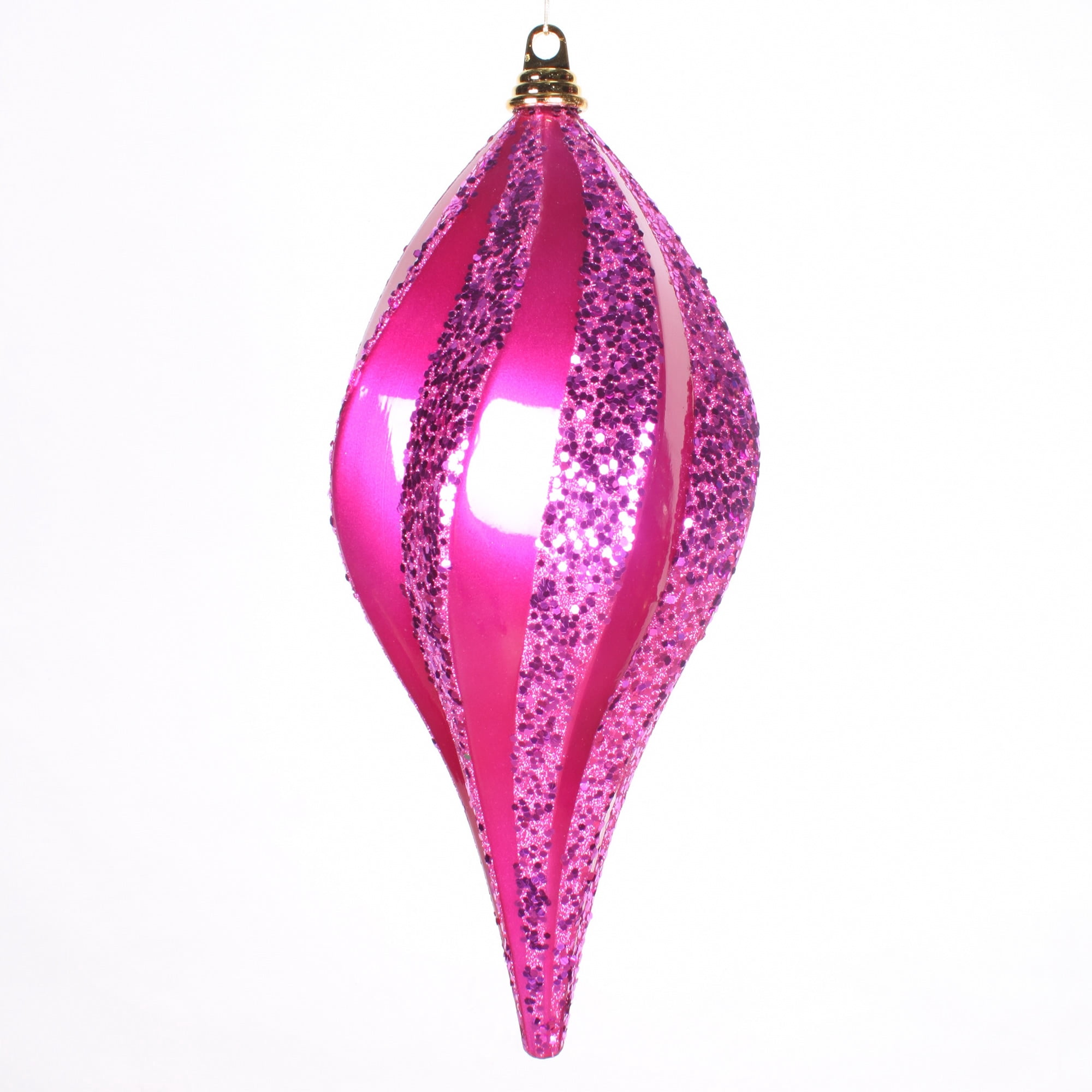 Vickerman 8 Cerise Candy Glitter Swirl Drop Ornament