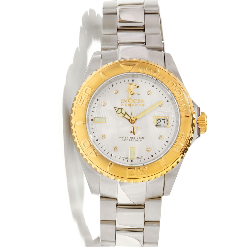 Invicta Men's 11568 Reserve Pro Diver Gold Tone Bezel White Dial ...